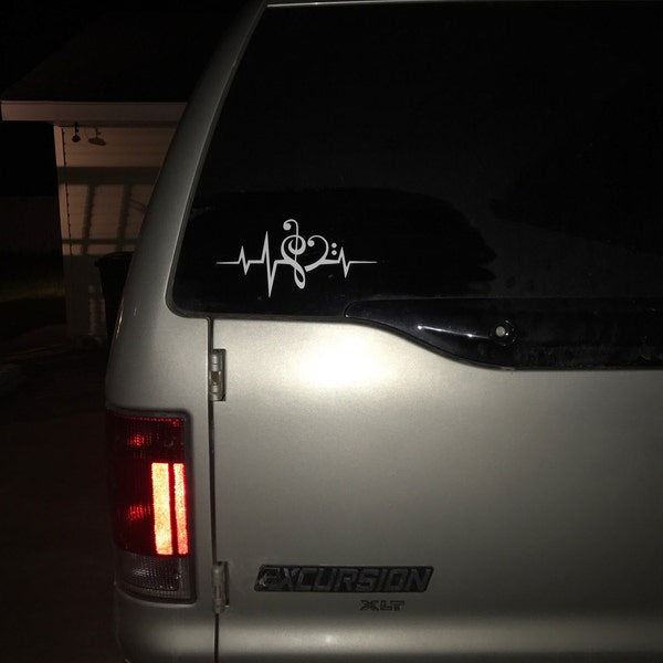 Heartbeat Music Note Decal, Heartbeat Car Decal, Music Gift Ideas ...