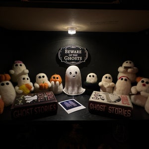 Handcrafted 'beware of the Ghosts' Wooden Sign – Spooky Black & White ...