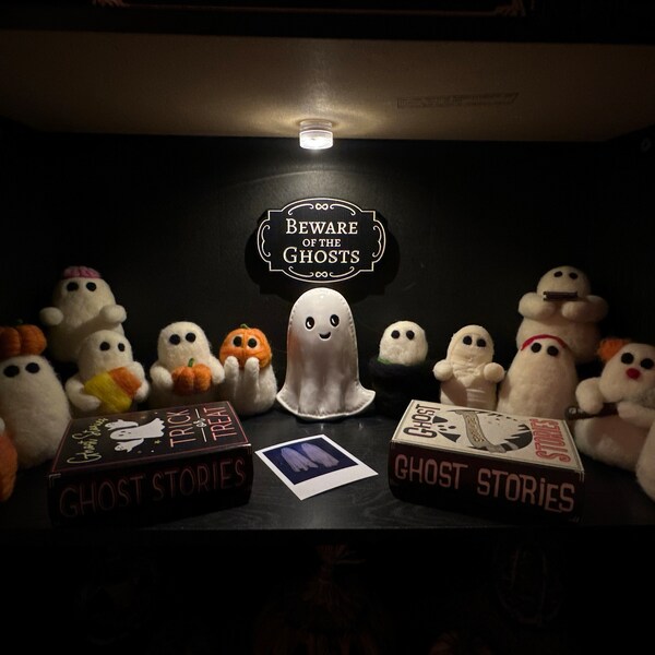 Handcrafted 'beware of the Ghosts' Wooden Sign – Spooky Black & White ...
