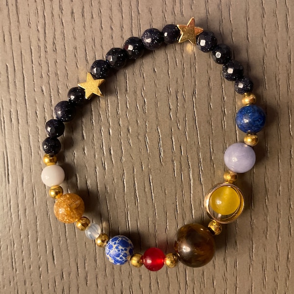 Eight Planets Bracelet, Galaxy, Universe, Solar System, Natural, Stone ...