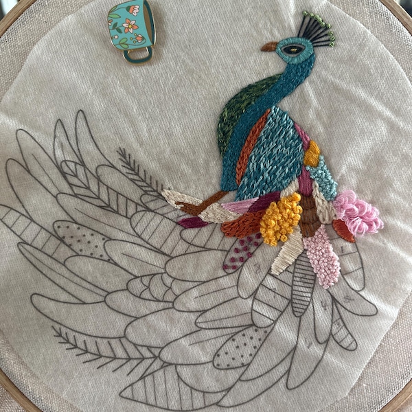 Colorful Peacock Hand Embroidery Pattern - PDF Instant Download for ...