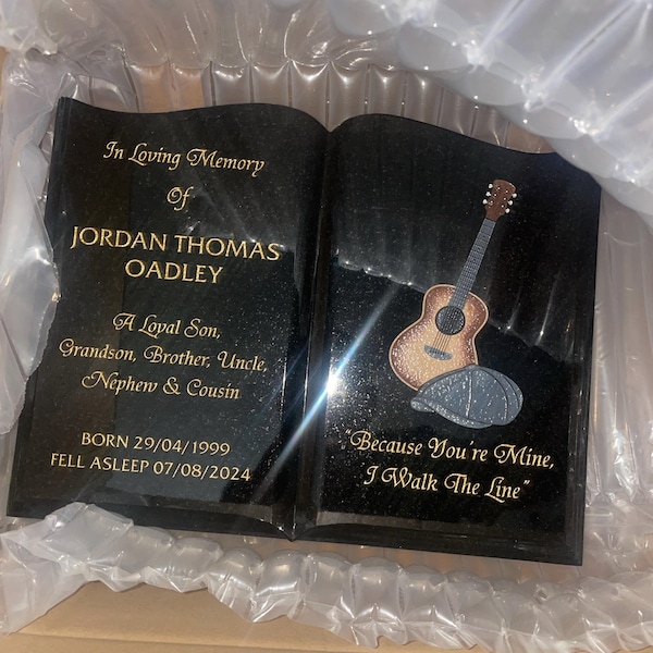 Personalised Granite Memorial Plaque Bible Open Book Grave Marker ...