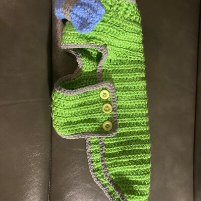 Crocheted Dog Sweater PDF PATTERN, Ribbed Neck, Buttoned Flap, Elegant ...