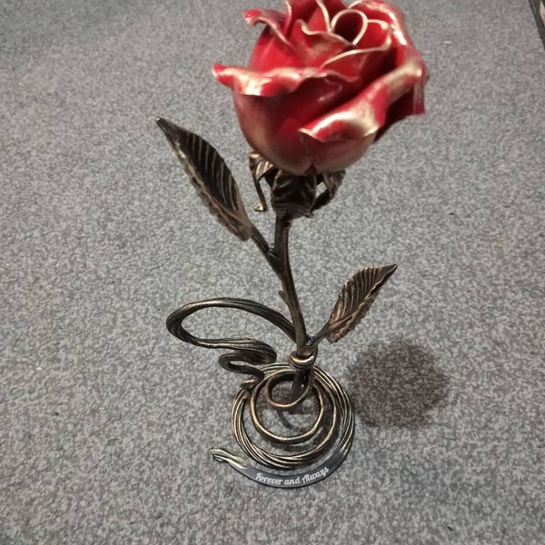 Hand Forged Iron Rose Sculpture - Gift of Everlasting Love - Wrought ...