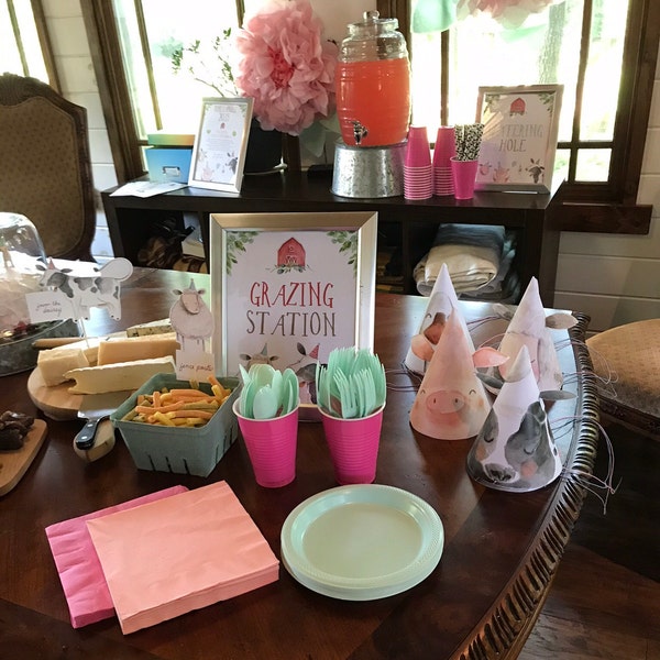 Grazing Station Food Party Sign Farm Birthday Sign Table Decor Barnyard ...