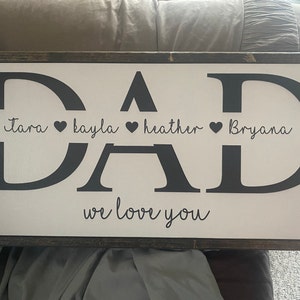 Personalized Fathers Day Gift Dad Sign With Kids Names - Etsy