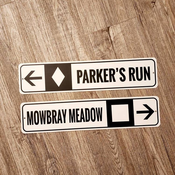 Diamond Ski Run Sign, Personalized Ski Arrow Mountain Lodge Sign ...