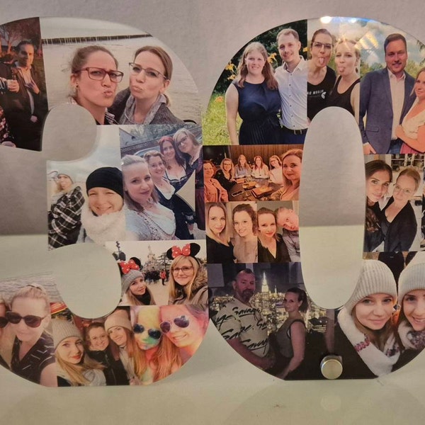 Acrylic Photo Number Collage, Birthday Gift, Photo Gift, Personalised ...