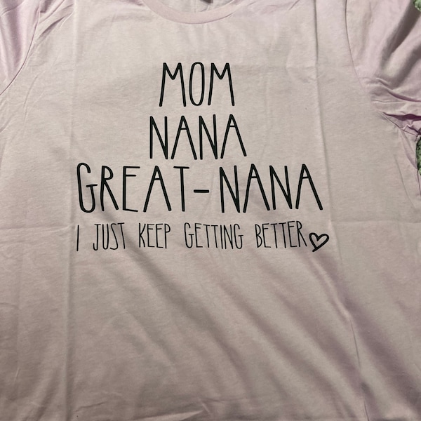 Gift for Nana Great Nana, Great Nana Shirt, Pregnancy Announcement ...