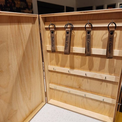 Personalized Natural Wooden Family Big Key Box, Hanging Key Box, Key ...