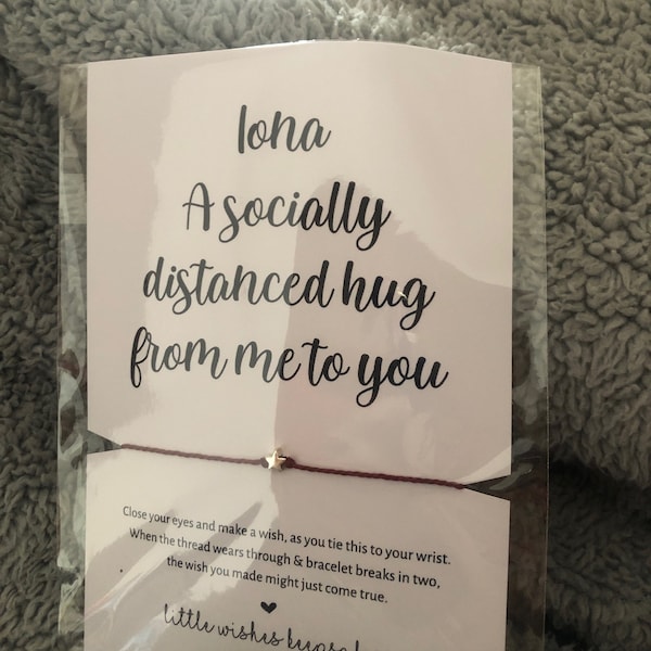 Socially Distanced Hug From Me to You, Wish Bracelet, Wishlet, Gift ...