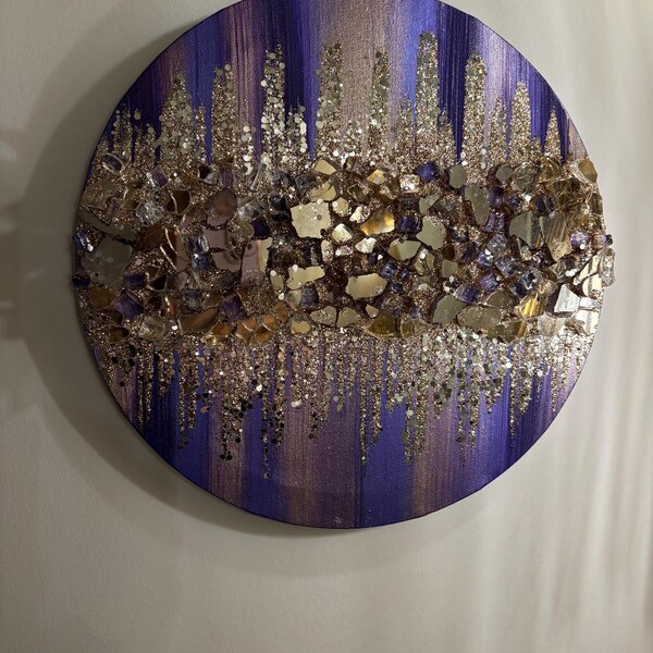 City Lights Pretty Glitter Abstract Art, Glitter Wall Art, Abstract ...