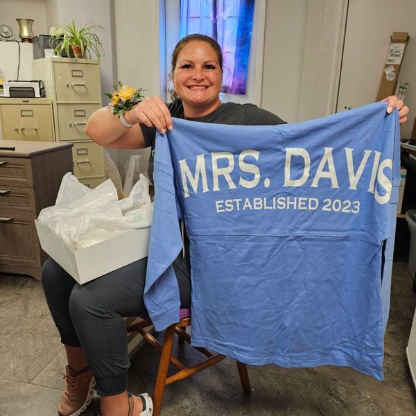 Oversized Mrs. Bride Jersey Shirt, Honeymoon Shirt, Engagement Gift ...