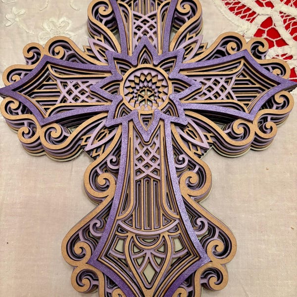 Laser Cut Layer Cross Svg Dxf, Christian Cross SVG, Multi Layer Mandala ...