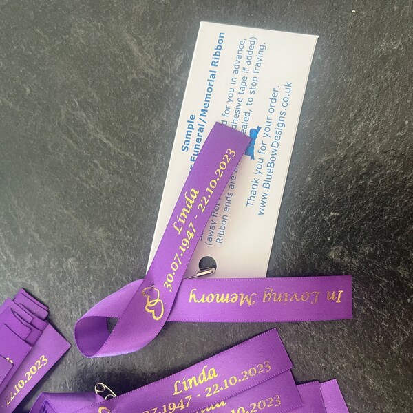 RIP Personalised Funeral Ribbons. Shaped Memorial Ribbons Ribbon With ...
