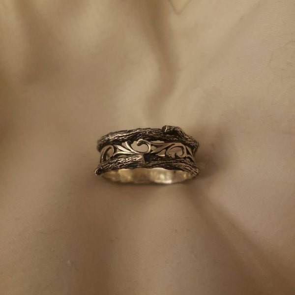 Herren Vintage-Stil Baum Band, Einzigartige Baum Silber Ehering, Herren ...