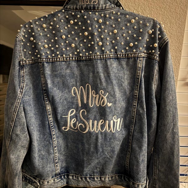 Embroidered Pearl Bride Jean Jacket - Etsy
