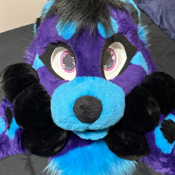 Pastel Rainbow and Black Husky Fursuit Curl Tail - Etsy