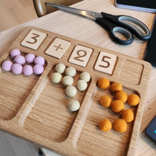 Montessori Math Board 1-20 With Trays and Numbers Cards Gift for Kids ...