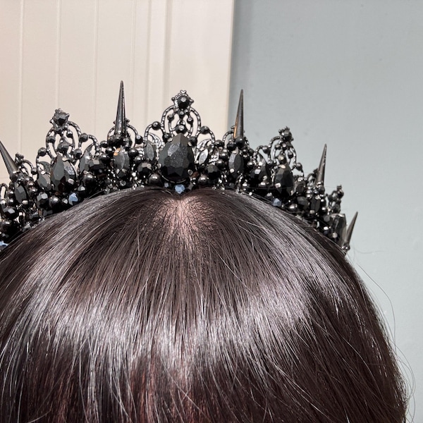 Black Wedding Crown, Gothic Wedding Crown, Spike Crown Black Tiara With ...