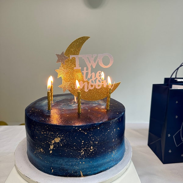 Two the Moon Birthday Cake Topper, Second Birthday Decoration, Outer ...