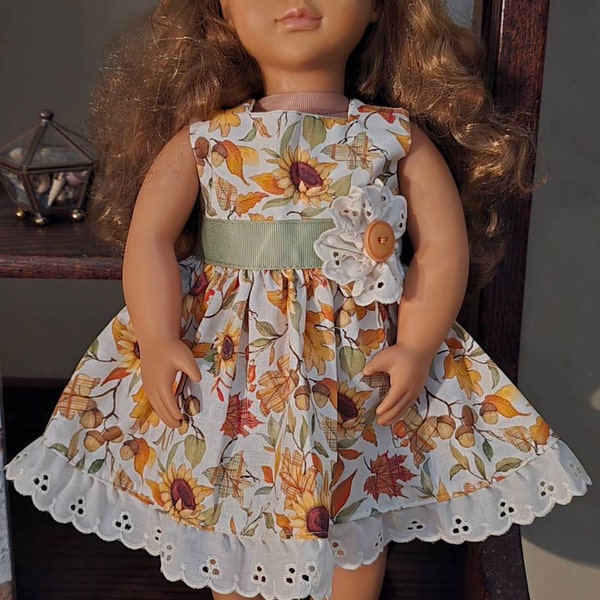 18 Inch Doll Long Doll Dress Blue Storybook Theme Fabric With Headband ...