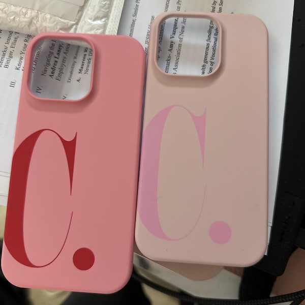 Personalised Large Initial Phone Case for iPhone 16 15 14 13 12 11 Pro ...