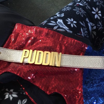 Gold Leather PUDDIN Collar Cosplay Birthday Party Wedding Necklace ...