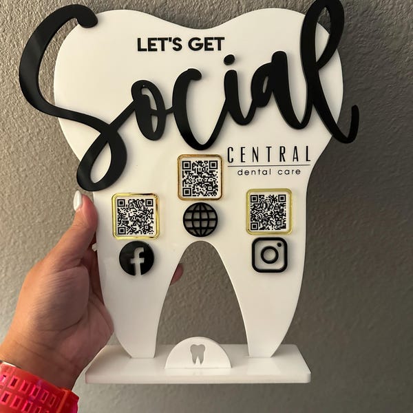 Custom Personalized Dental QR Code Social Media Sign for Dental Offices ...