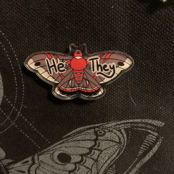 Moth Pronoun 2" Acrylic Pins - Etsy