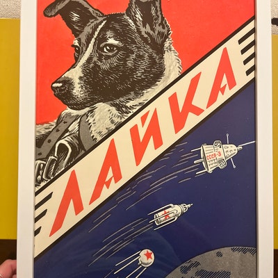 Belka and Strelka, Space Dogs, USSR 1961 Soviet Vintage Space Art ...