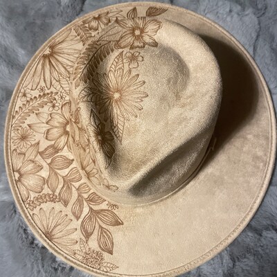 Say When Burned Revolver Hat Steel Blue Hat Flower Cowboy Hat Ladies Western Hat Floral Wedding ...