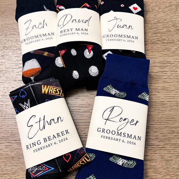 1 ADD-ON Groom Sock Wrap Wedding Party Sock Wrapper Custom Name + Role ...