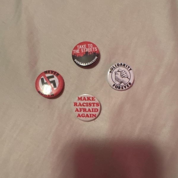 Antifascist Badge Set 4 Anti-fascist Anti-nazi Pin Buttons Socialist ...