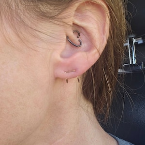 Double Piercing Half Hoop Earrings Minimalist Earrings, Silver Earrings ...