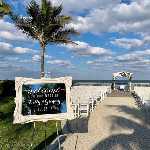 Simple Personalized Wedding Welcome Sign Names and Date Decal wall ...