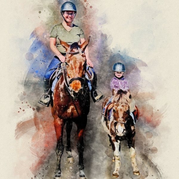 Custom Horse Watercolour Custom Drawing Horse Portrait From Photo ...