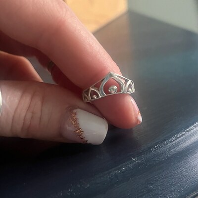 925 Sterling Silver Vintage Shiny Triple Flower Motif Band Ring - Etsy