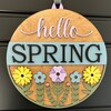 Hello Spring Flower Sign, Round Door Hanger Svg, Spring Welcome Sign ...