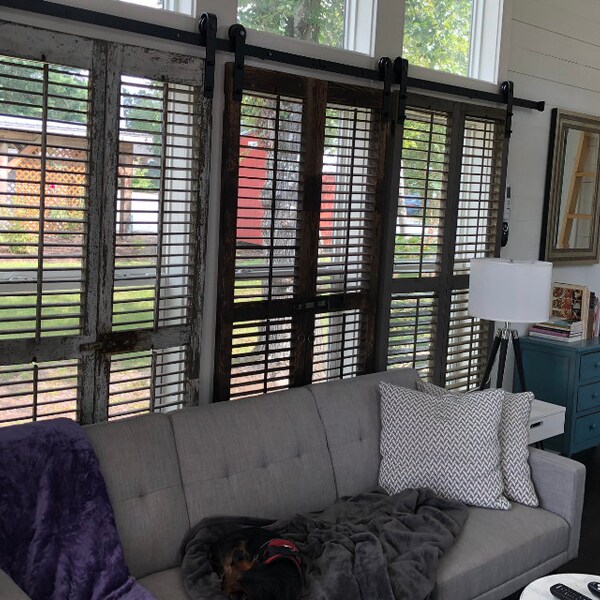 Large Pair of Vintage Shutters, 64'' Long X 14 1/2'' Wide, Reclaimed Barn Wood Door, Louvered ...