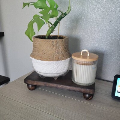 Wood Riser, Ball Leg Wood Tray, Farmhouse Decor, Rustic Tray, Riser ...