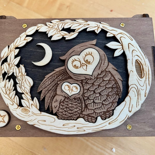 Owl Mother & Baby Keepsake MP3 Music Box, Plays Any Song, Your Photo ...