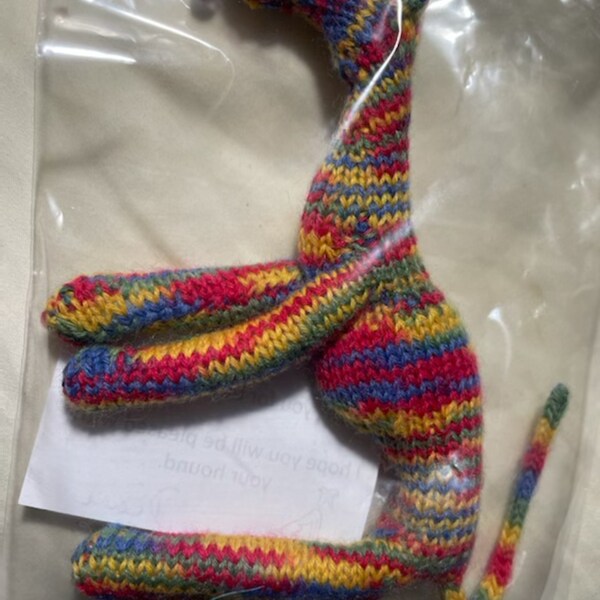 Lurcher Fluffy Scruffy Hairy Hand Knitted Sighthound Silver Light Grey ...