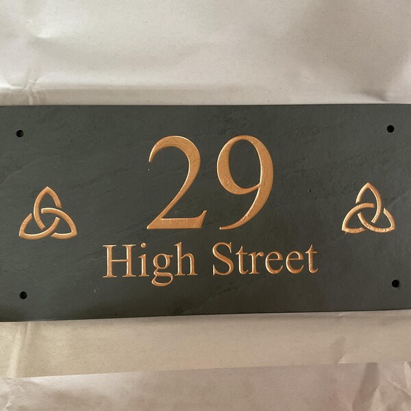 Engraved Emerald Green Ceramic Wall Tile Address Sign Irish Handmade ...