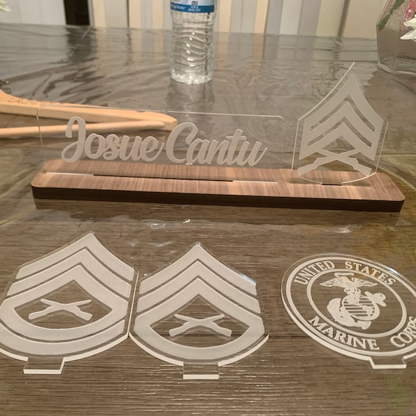 USMC Name Plate With Interchangeable Rank & Emblem - Etsy