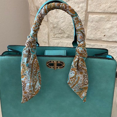 Short Silk Scarf. Peach Skinny Scarf for Ponytail, Bun, Top Knot ...