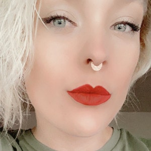 Hammered Textured Large Rose Gold Septum Ring Crescent Moon | Etsy