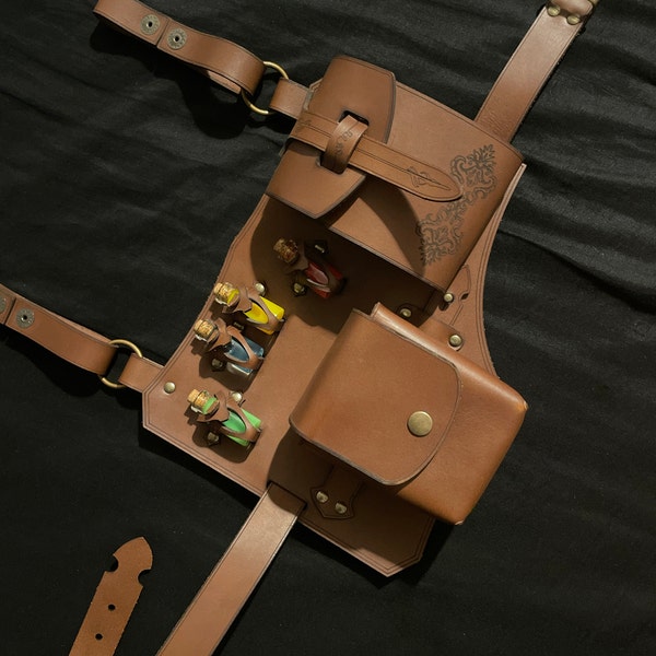 Leather Leg Harness Potion Holster: Alchemist LARP Steampunk Costume Accessory for Witch ...