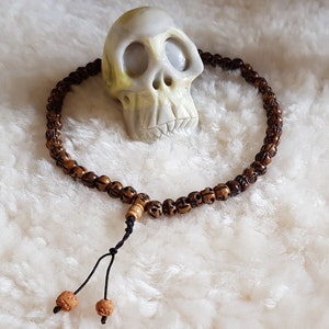 108 Black Baba Mala Skull Prayer Beads, Yak Bone Skull Japa Mala, Hand ...