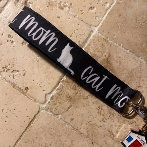 Cat Key Fob Wristlet | Cat Keychain Bracelet | Cat Mom Keychain ...